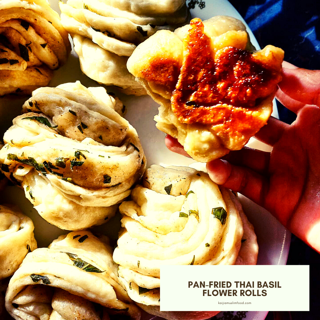TikTok Recipe: Pan-Fried Thai Basil Flower Rolls – Halal Chinese Food ...